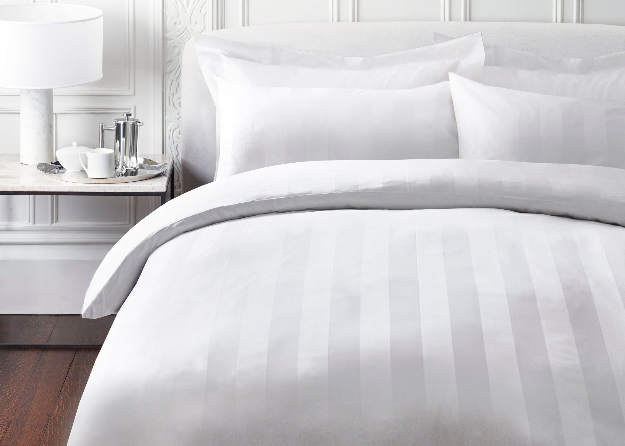 Jasper Conran "Satin Stripe" 500 Thread Count Duvet Cover in White ...
